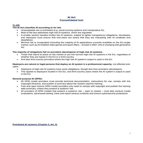 EU Artificial Intelligence Act (High-level summary of the AI Act) | DOCX