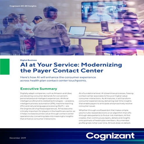 AI at Your Service: Modernizing the Payer Contact Center | PDF