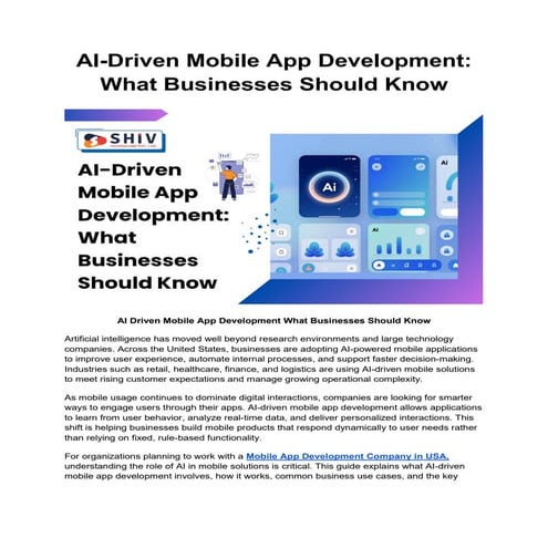 AI in Mobile Apps: Business Benefits Explained | PDF