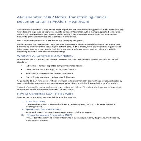 AI-Generated SOAP Notes- Transforming Clinical Documentation in Modern ...