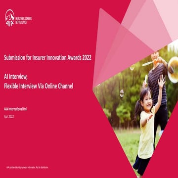 AIA insurance limited - Insurer Innovation Award 2022 | PPTX