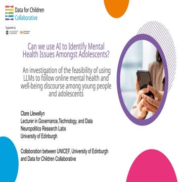 Using AI and LLMs to Identify Adolescent Mental Health Issues Online | PPTX