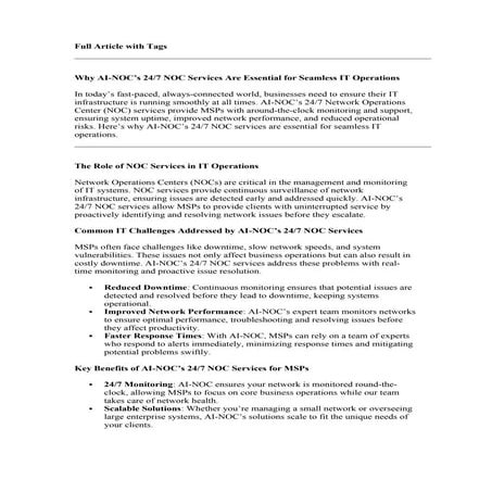 Why AI-NOC’s 24/7 NOC Services Are Essential for Seamless IT Operations ...