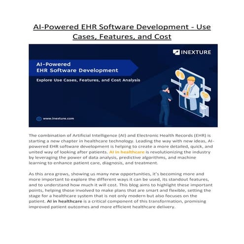 AI-Powered EHR Software Development - Use Cases, Features, and Cost | PDF