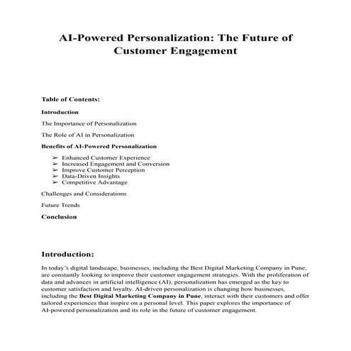 AI-Powered Personalization: The Future of Customer Engagement | PDF