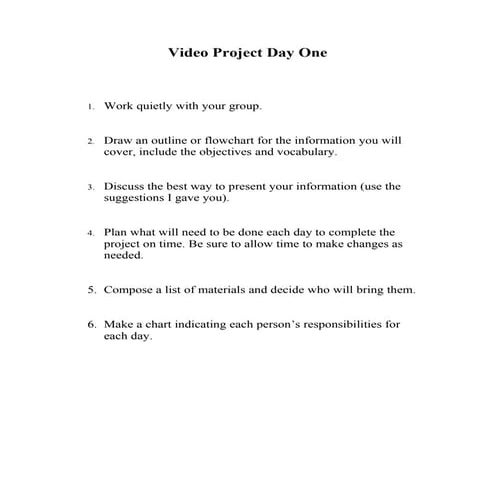 Video Project Day One | PDF