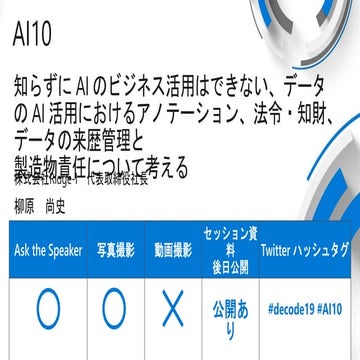 Microsoft de:code2019 ディープラーニングのデータ・精度評価の重要性 | PPTX