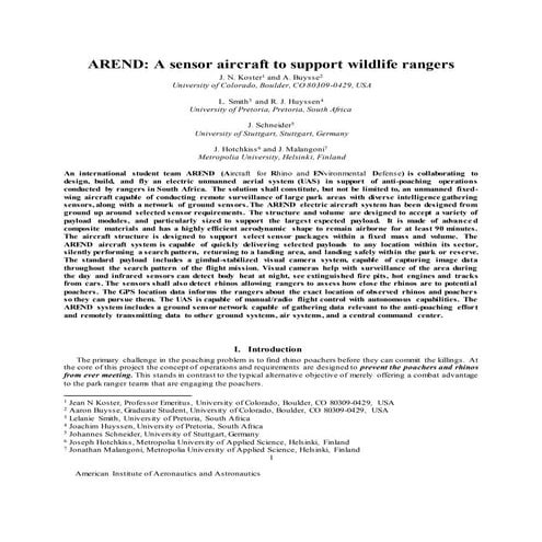 AREND: A sensor aircraft to support wildlife rangers | DOCX
