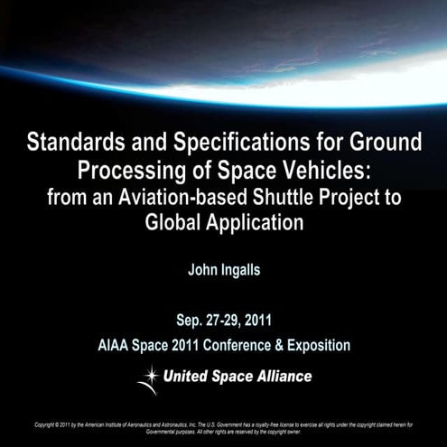 Standards and Specifications for Ground Processing of Space Vehicles ...