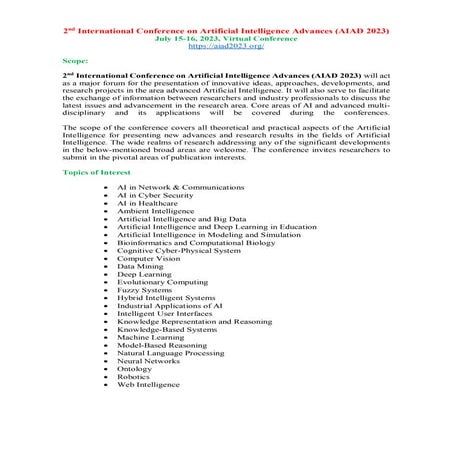 3rd International Conference on Artificial Intelligence Advances (AIAD ...