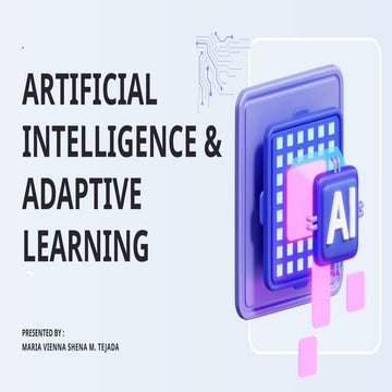 Artificial Inteliigence AND ADAPTIVE LEARNING TOOLS | PPTX