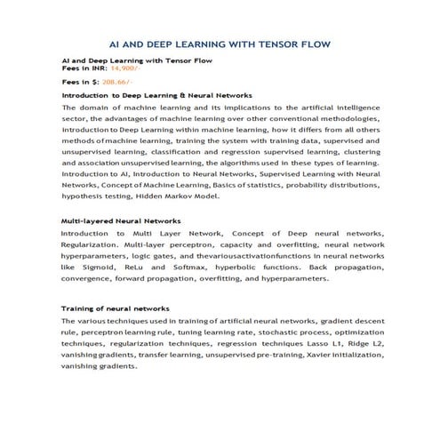 AI AND DEEP LEARNING WITH TENSOR FLOW | PDF
