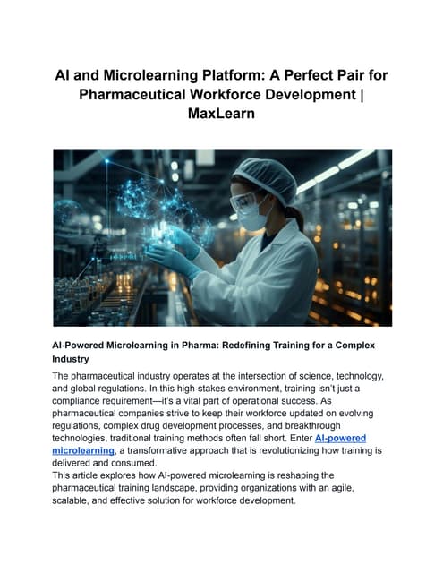 The Future of Pharmaceutical Training_ AI Meets Microlearning Platform _ MaxLearn LLC.pdf