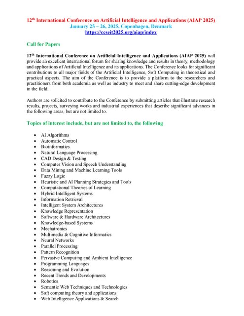 5 th International Conference on AI, Machine Learning and Applications (AIMLA 2025) | PDF
