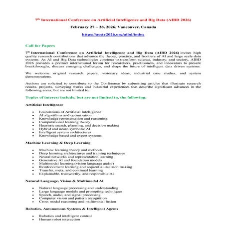 7th International Conference on Artificial Intelligence and Big Data ...