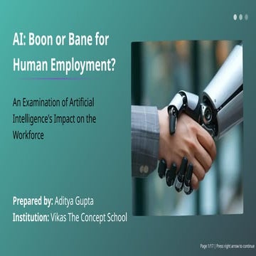AI Boon or Bane for human employment - English class 12th project | PPTX