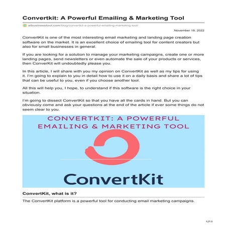 Convertkit A Powerful Emailing Marketing Tool.pdf | Email | Internet