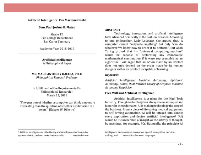 AI mind or machine power point presentation | PPTX