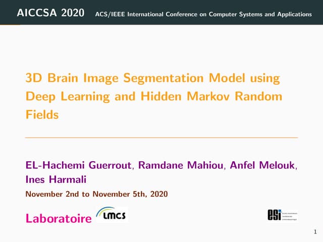3d Brain Image Segmentation Model Using Deep Learning And Hidden Markov