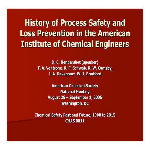 History of Process Safety in AIChE | PDF