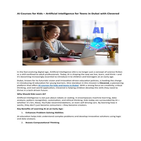 AI Courses for Kids – Artificial Intelligence for Teens in Dubai with ...
