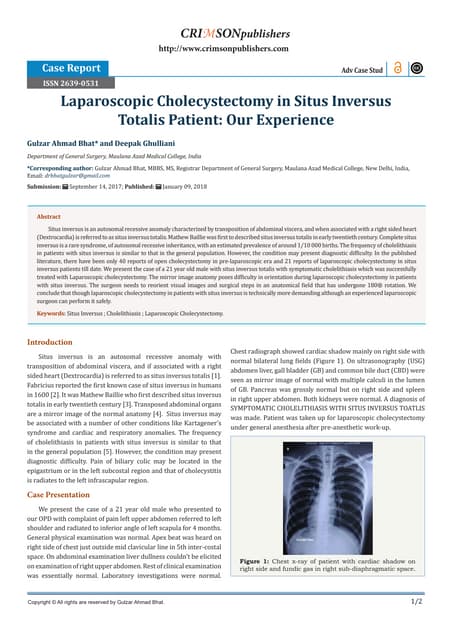 Laparoscopic Sleeve Gastrectomy in Situs Inversus Totalis | PDF