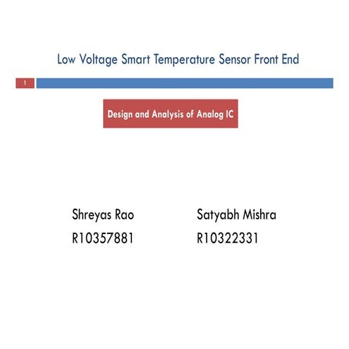 Low Voltage Temperature Sensor Front End | PDF