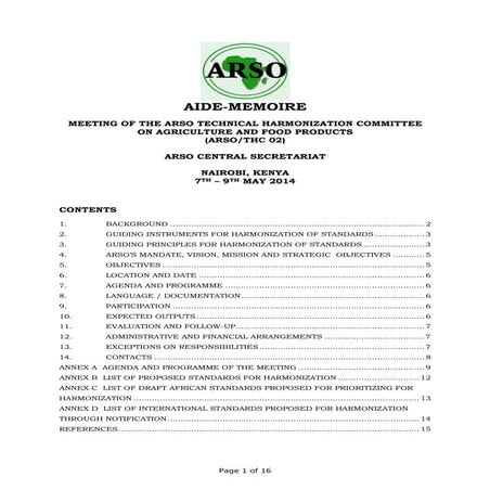 Aide memoir-agriculture-and-food-products-thc-meeting-7th-9th-may-2014 ...