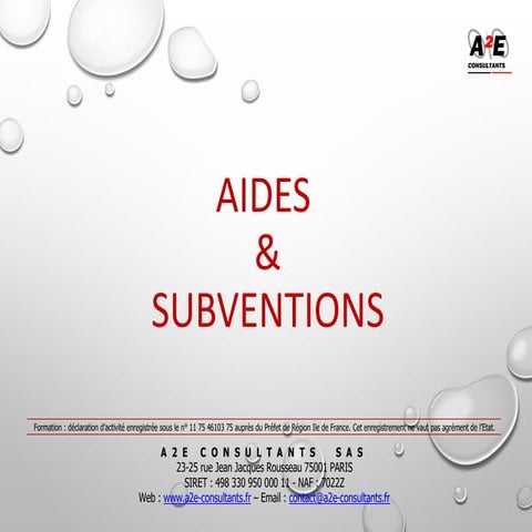 Aides & subventions 2018 | PDF