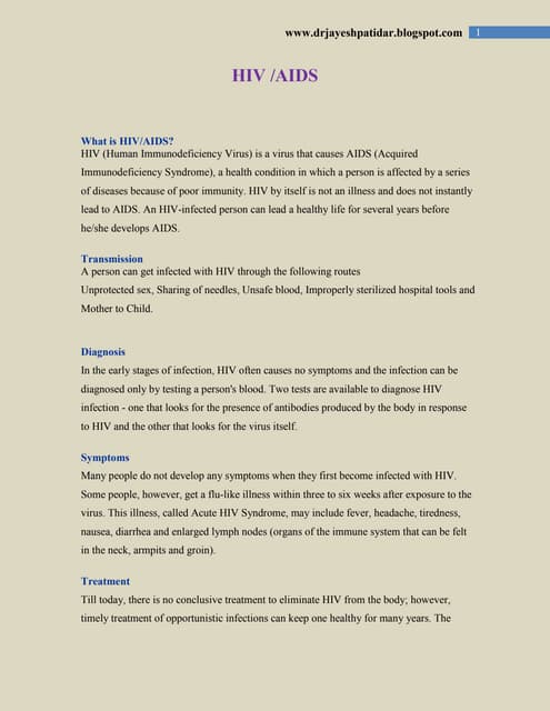 Investigatory Project on Aids | PDF