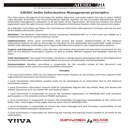 Aiesec india information management principles | PDF