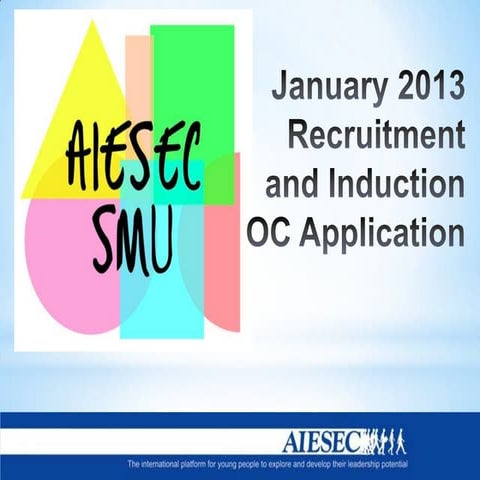 Aiesec Smu 1314 Jan Recruitment And Induction Oc Application Information Package Ppt