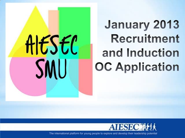 Aiesec Smu 1314 Jan Recruitment And Induction Oc Application Information Package Ppt