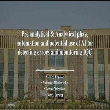 Automation in pre analytical phase of Lab testing and use of AI in lab ...