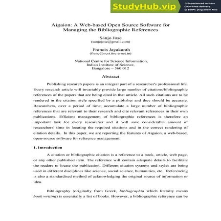 Aigaion A Web-Based Open Source Software For Managing The Bibliographic ...