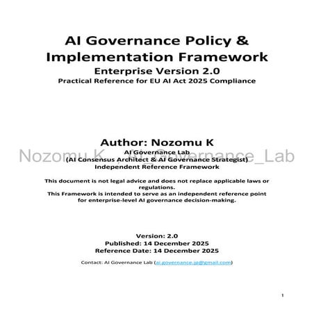 AI Governance Policy & Implementation Framework (Enterprise Version 1.0) | PDF