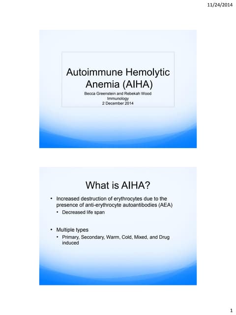 Autoimmune Hemolytic Anemia (AIHA) | PPTX