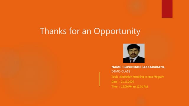 Java Exception Handling Ppt