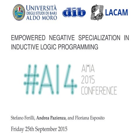 Empowered Negative Specialization In Inductive Logic Programming Ppt