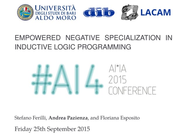 Empowered Negative Specialization In Inductive Logic Programming Ppt