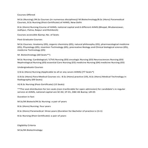 Aiims courses content | PDF