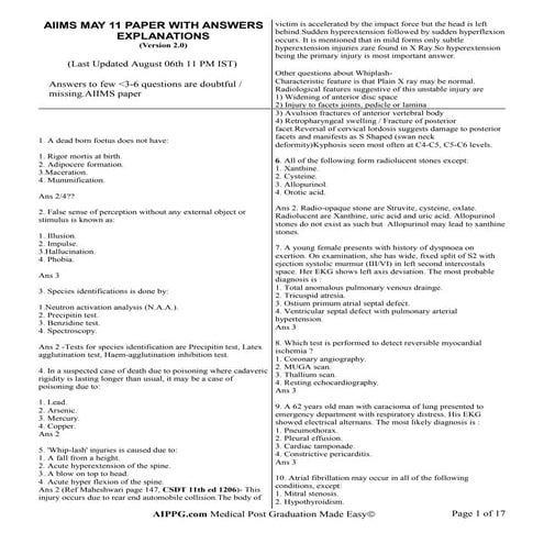 Aiims may 11 2003 answers | DOC