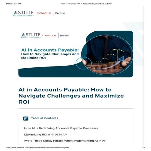 AI in Accounts Payable: How to Navigate Challenges and Maximize ROI | PDF