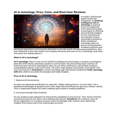 AI in Astrology: Pros, Cons, and Real User Reviews | PDF