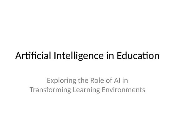 Artificial Intelligence (A.I.) in Schools (PPT) | PPT