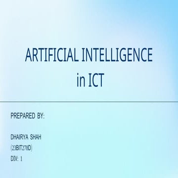 Artificial Intelligence in ICT By Arya Upadhyay | PPTX