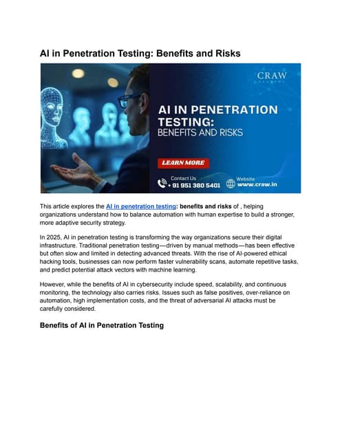 AI Penetration Testing Essentials: A Cybersecurity Guide for 2025 | PPTX