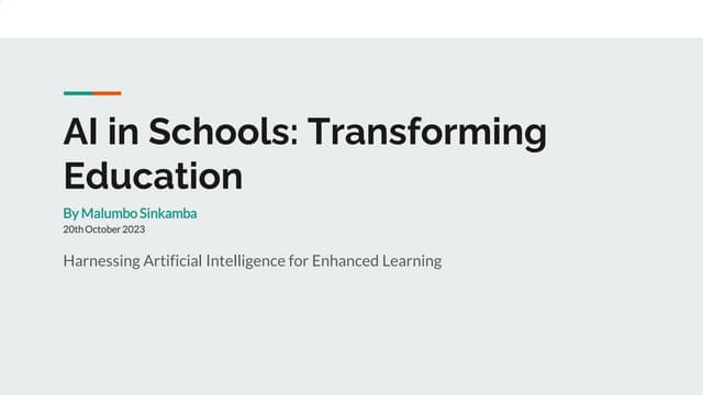 Artificial Intelligence (A.I.) in Schools (PPT) | PDF