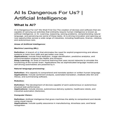 Wha Is AI? AI Is Dangerous For Us?Let know | PDF