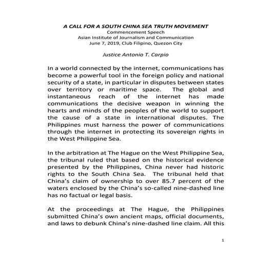 A CALL FOR A SOUTH CHINA SEA TRUTH MOVEMENT | PDF